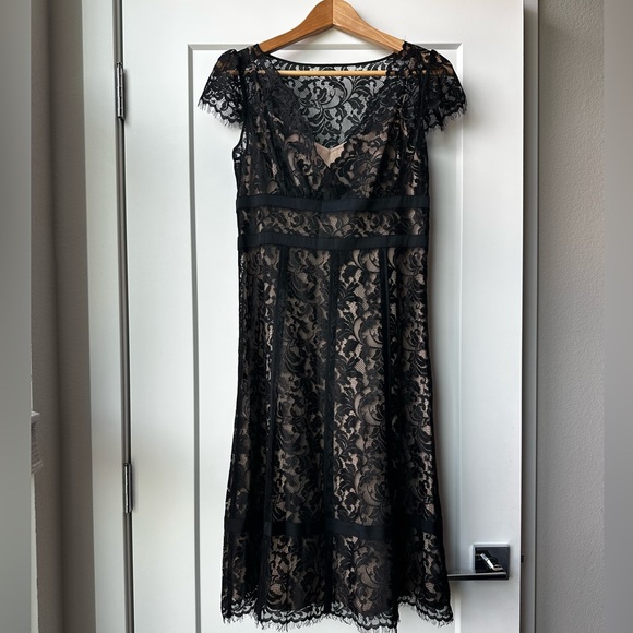 LOFT | Dresses | Ann Taylor Loft Black Lace Overlay Dress Size 6p ...